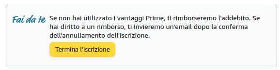 Rimborso abbonamento Amazon Prime.